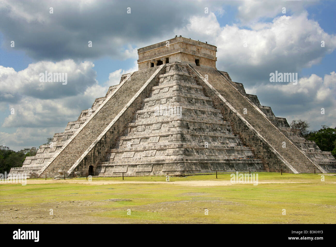 The Castle Pyramid (El Castillo Pyramid) or Temple of Kukulcan, Chichen ...