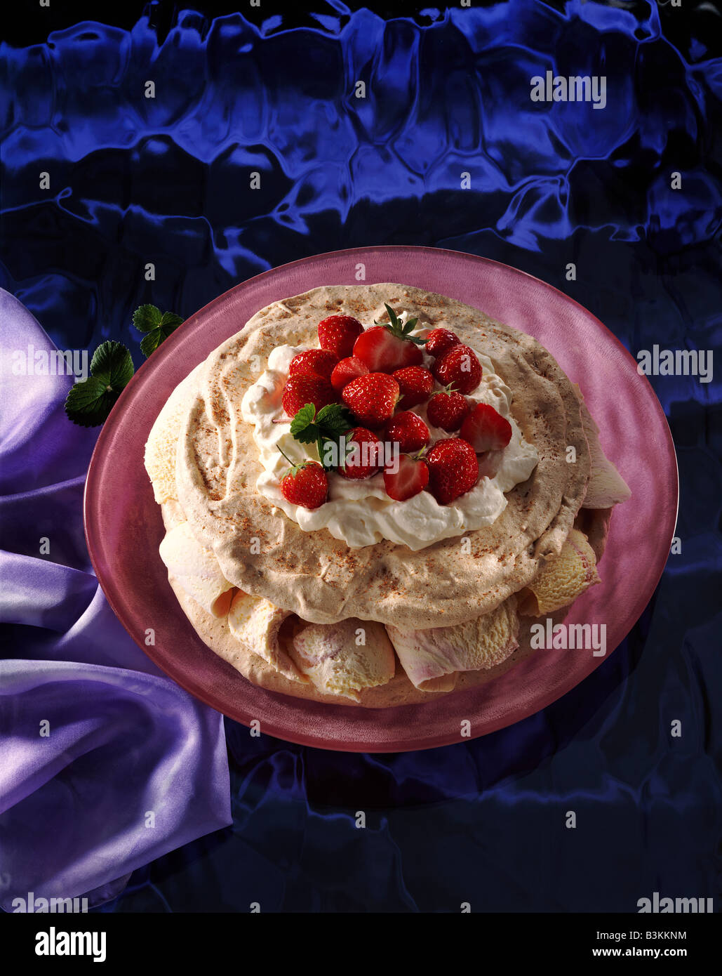 Strawberry Pavlova dessert editorial food Stock Photo - Alamy