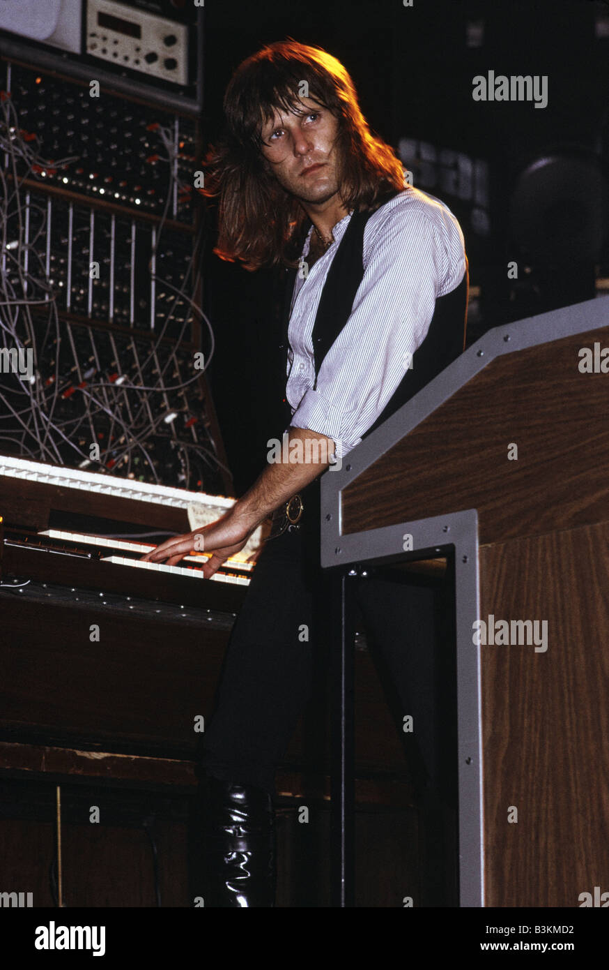 EMERSON, LAKE AND PALMER UK rock group with Keith Emerson about 1975 ...