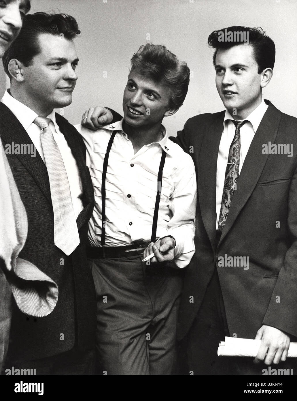 TERRY DENE UK pop singer at right with Tommy Steele in bracesa Stock ...