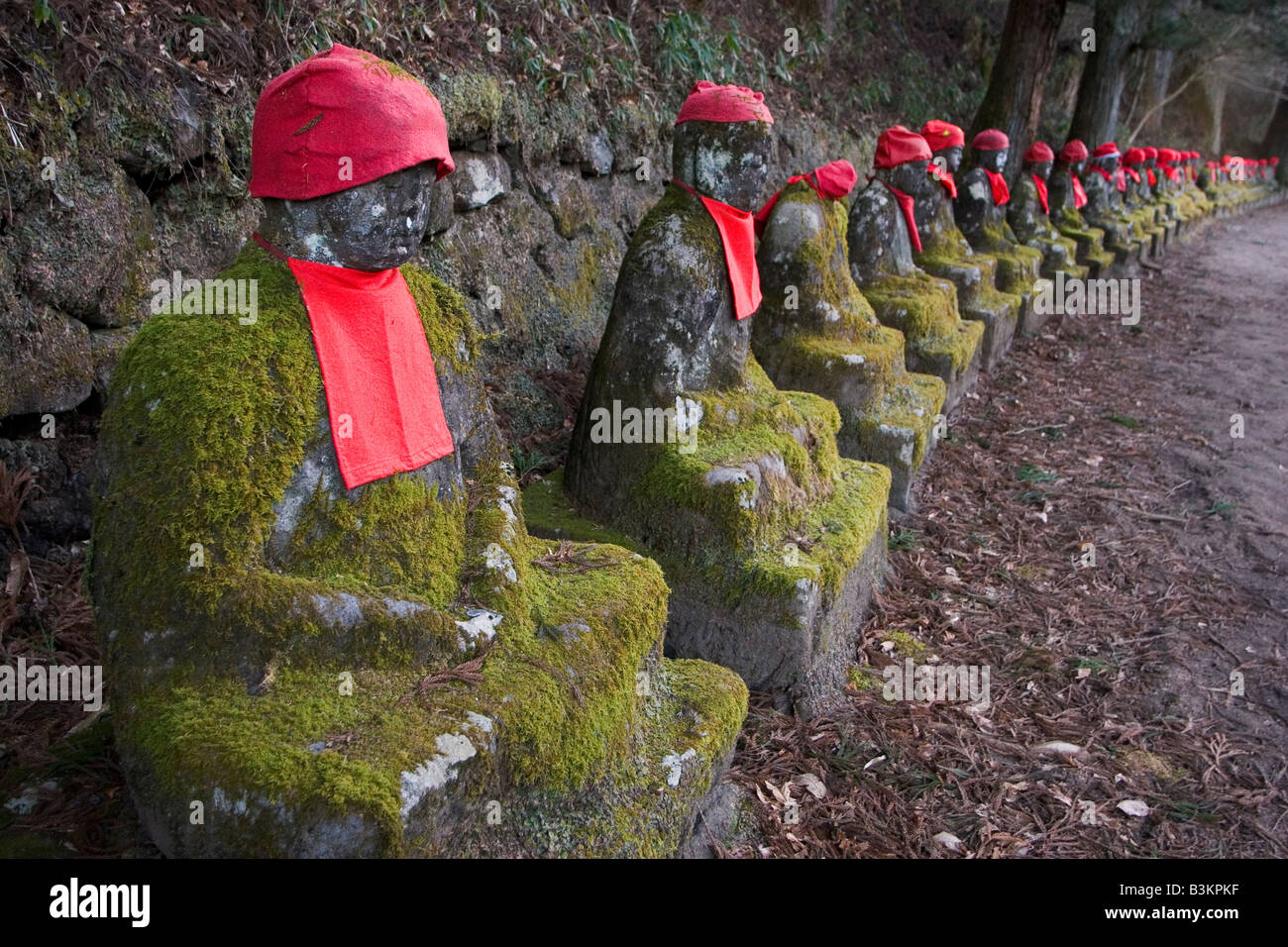 A row of Jizo statues in Nikko, Japan Stock Photo - Alamy