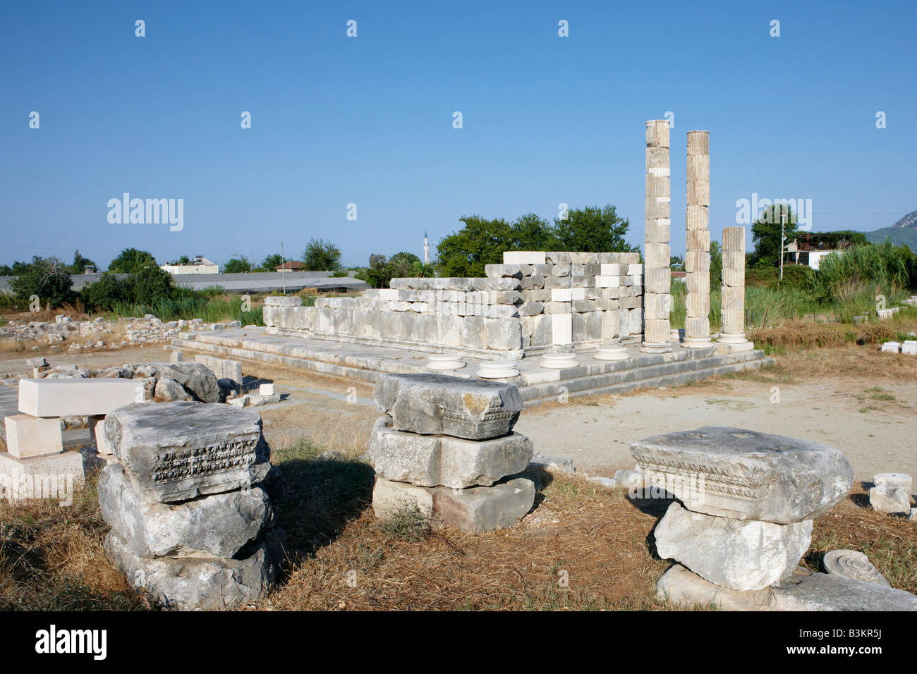 Ruins of the temple of Leto in Letoon, an ancient Lycian city located ...