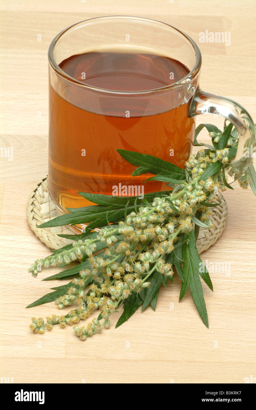 Medicinal herb tea and Blossom of the medicinal plant mugwort wegwood ...