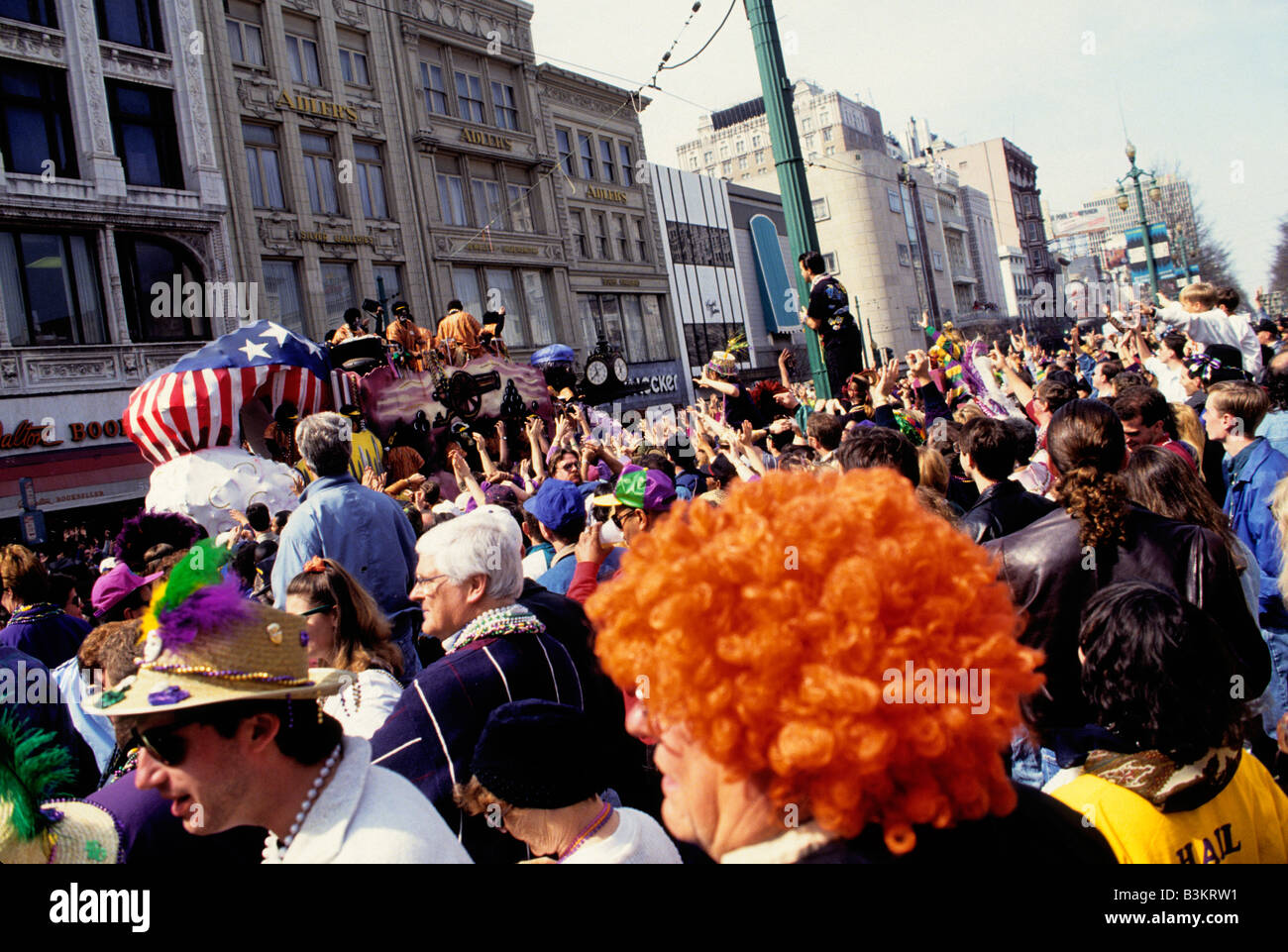 New Orleans Louisiana Mardi Gras Festival Carnival Parade Crowd of ...