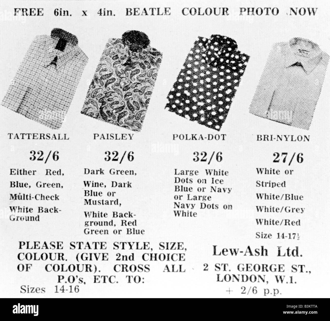 SHIRT advert in 1966 London magazine Stock Photo - Alamy