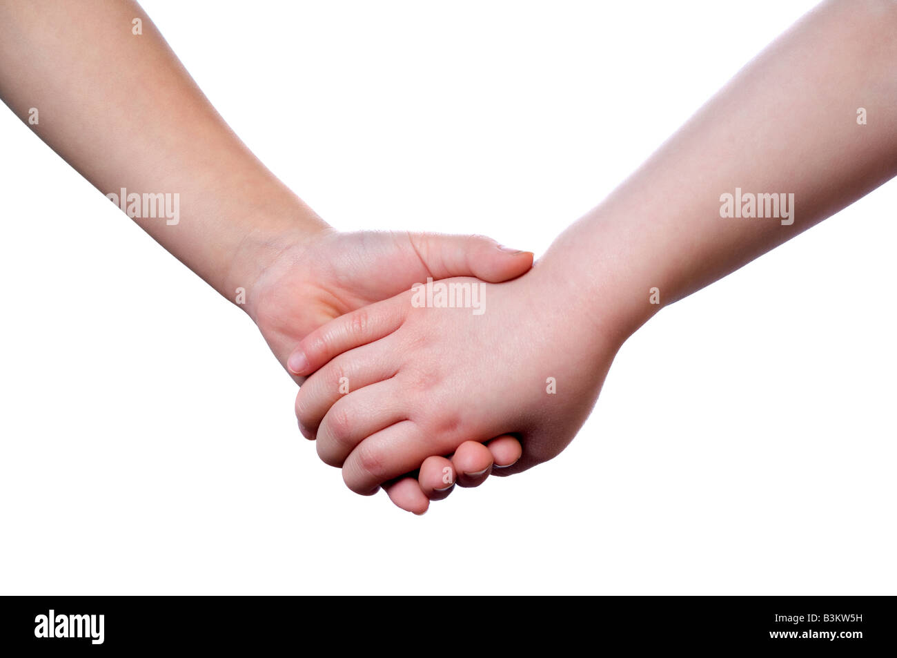 Two children are holding hands Isolated on white Stock Photo - Alamy