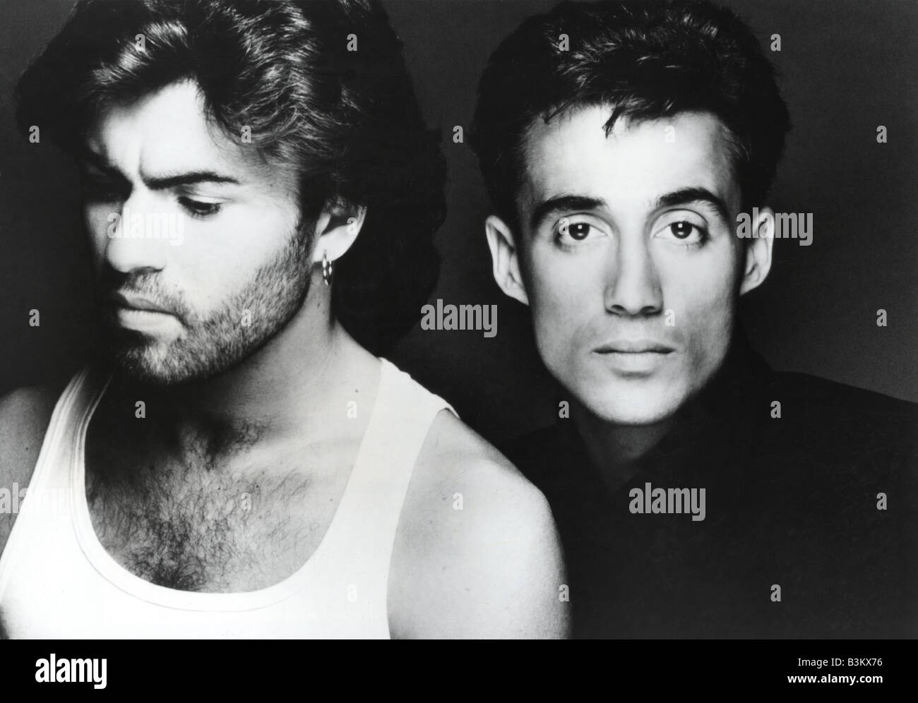 WHAM UK pop duo George Michael at left and Andrew Ridgeley about 1983 ...