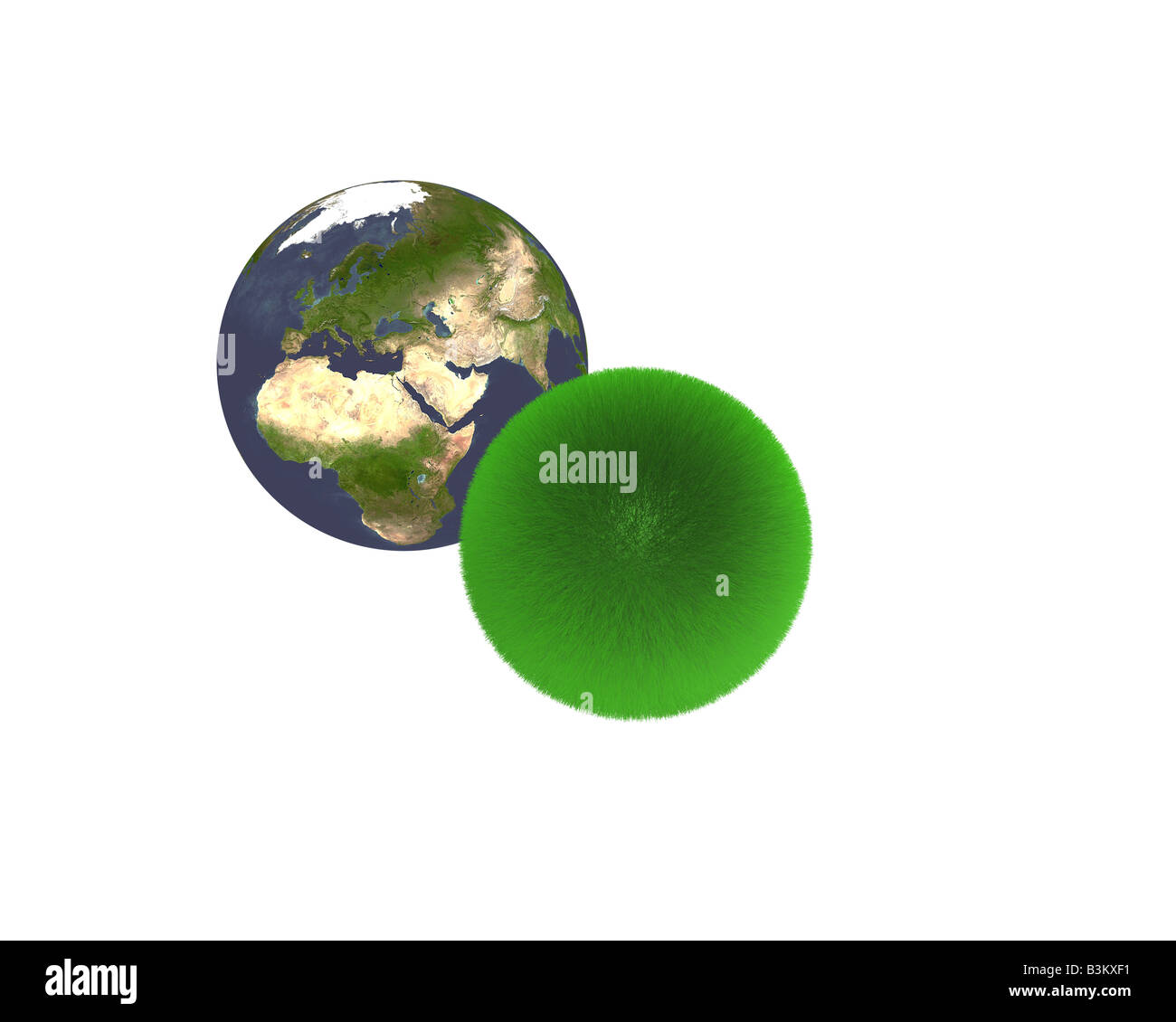 planet earth and sphere of grass Stock Photo - Alamy