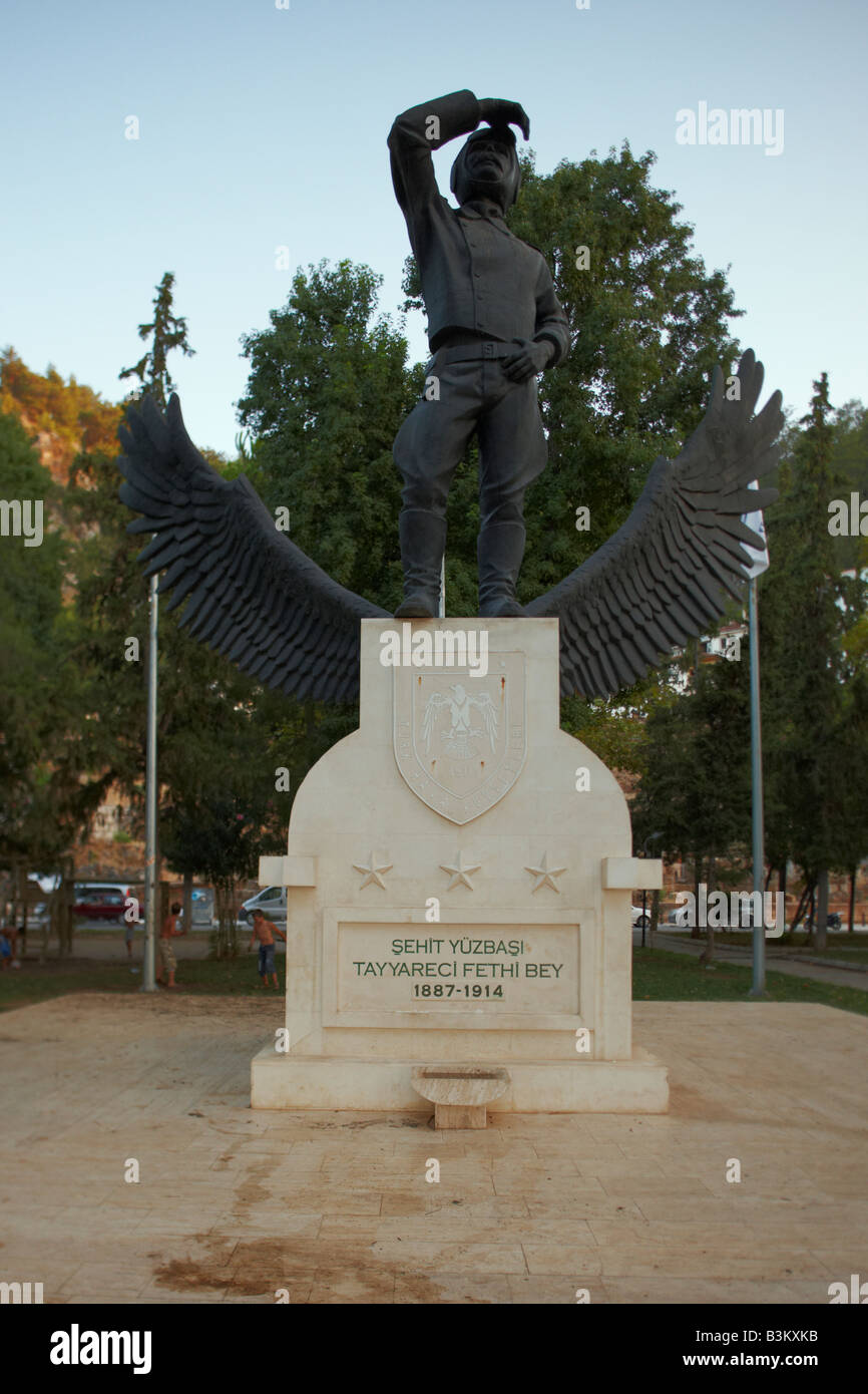 Memorial to Fethi Bey a Turkish pilot Fethiye province of Mugla Turkey ...