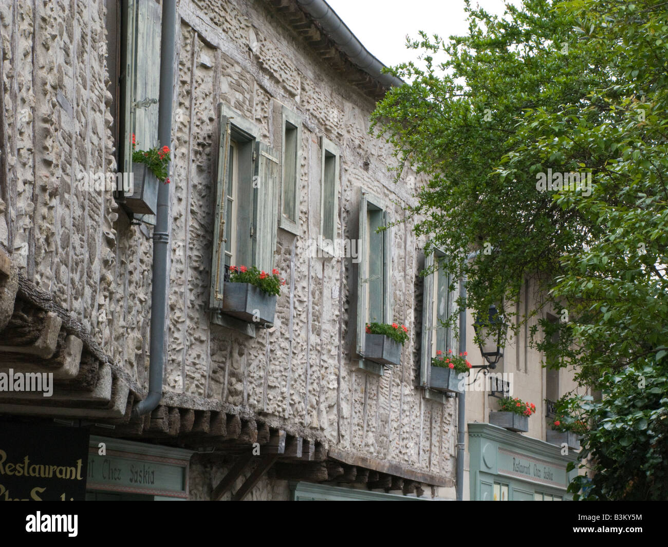 Window boxes in a street of Carcassonne, France Stock Photo - Alamy
