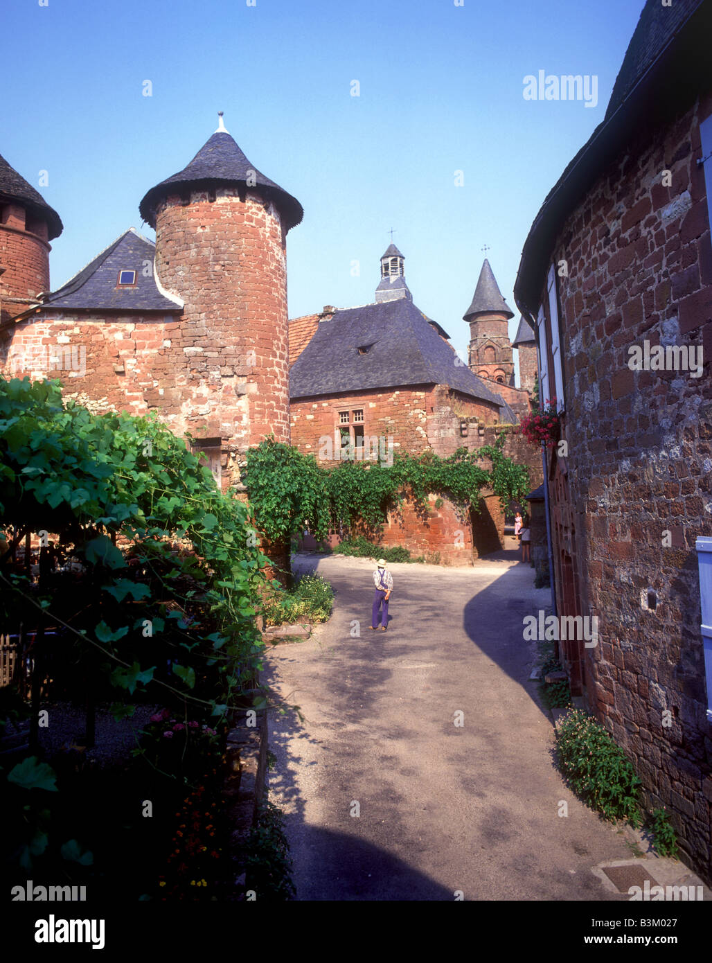 Picturesque red sandstone village of Collonges-la-Rouge in the Correze ...