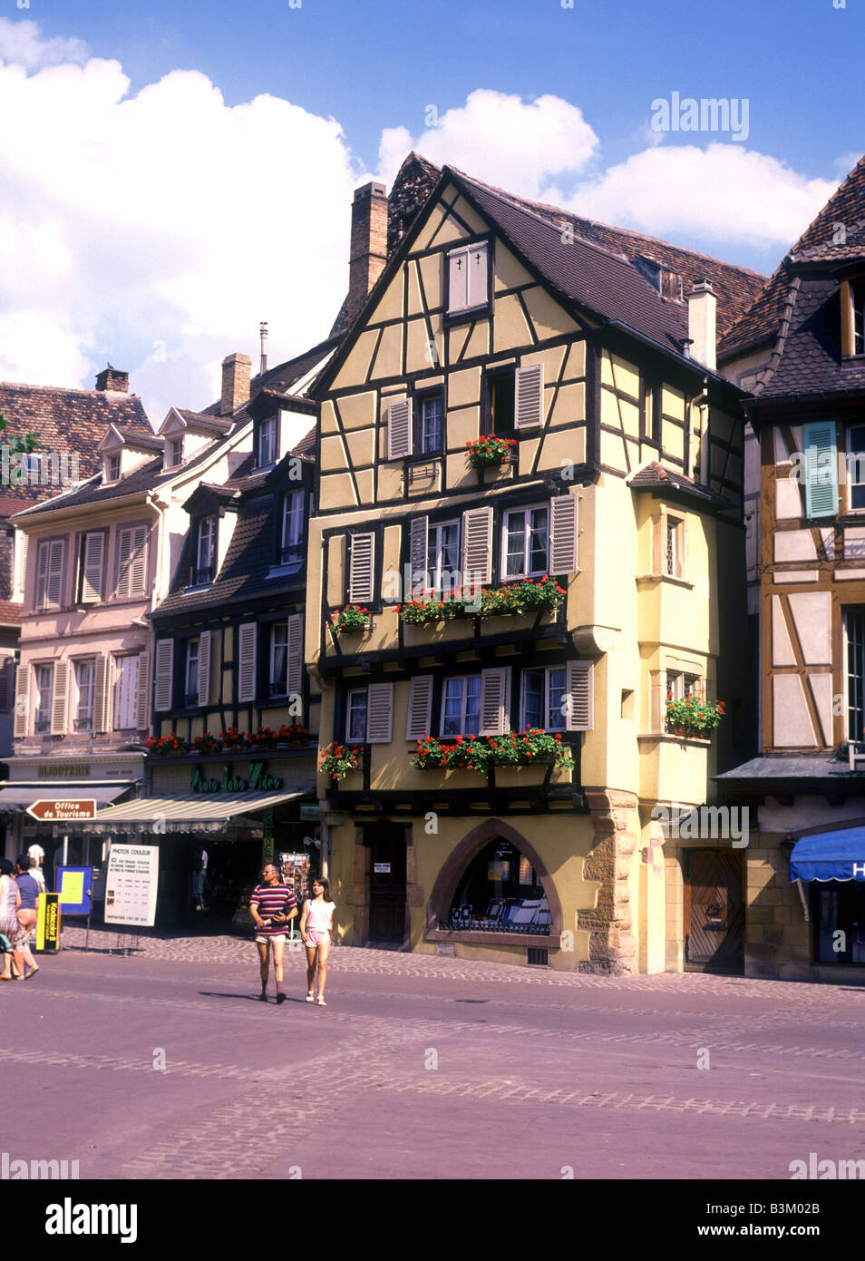Scene in the medieval city of Colmar Stock Photo - Alamy