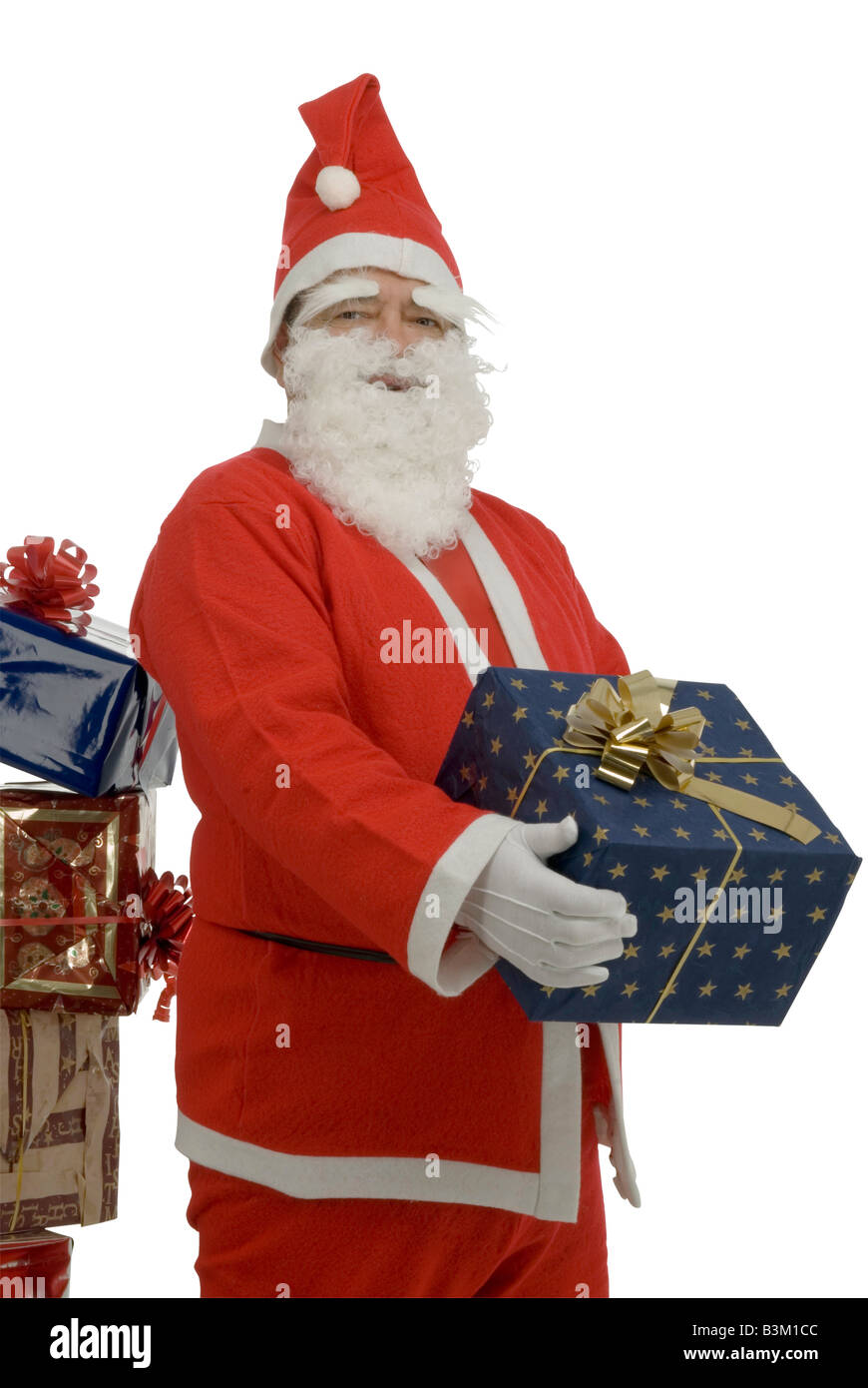 father Christmas Santa Claus and presents Stock Photo - Alamy