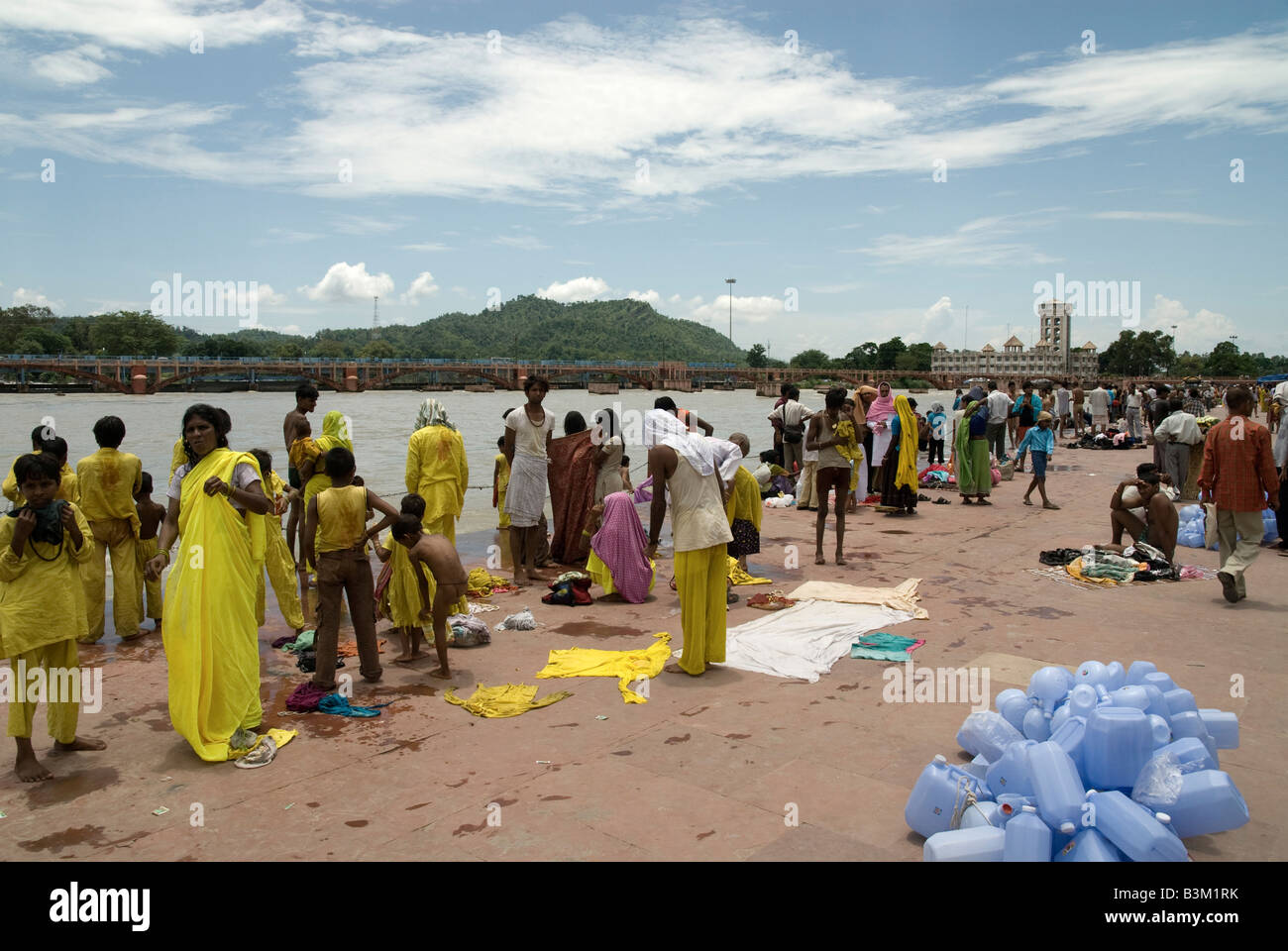Pilgrims bathing in river hi-res stock photography and images - Alamy