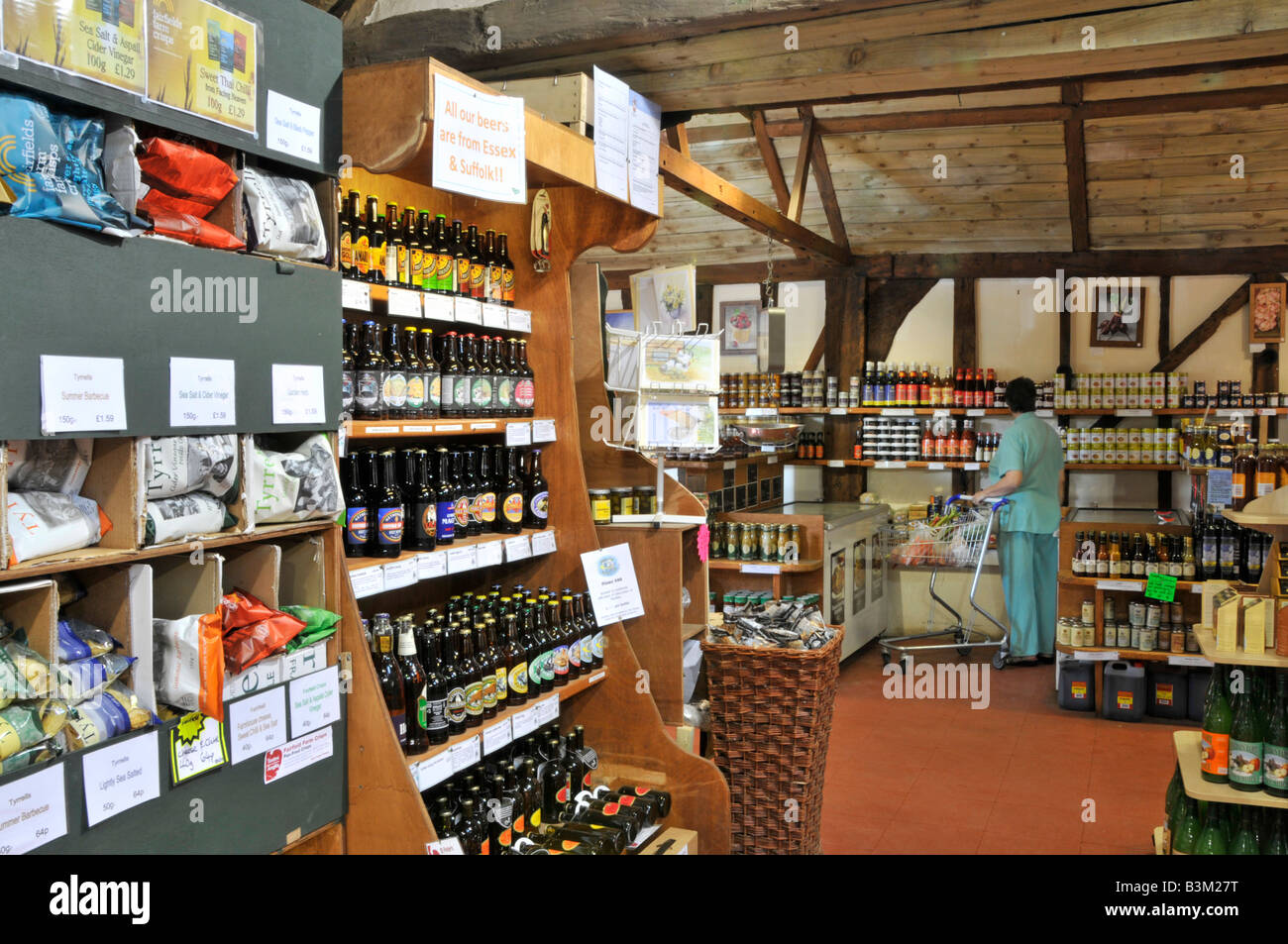 Interior of Calcott Hall retail farm shop produce on display model ...