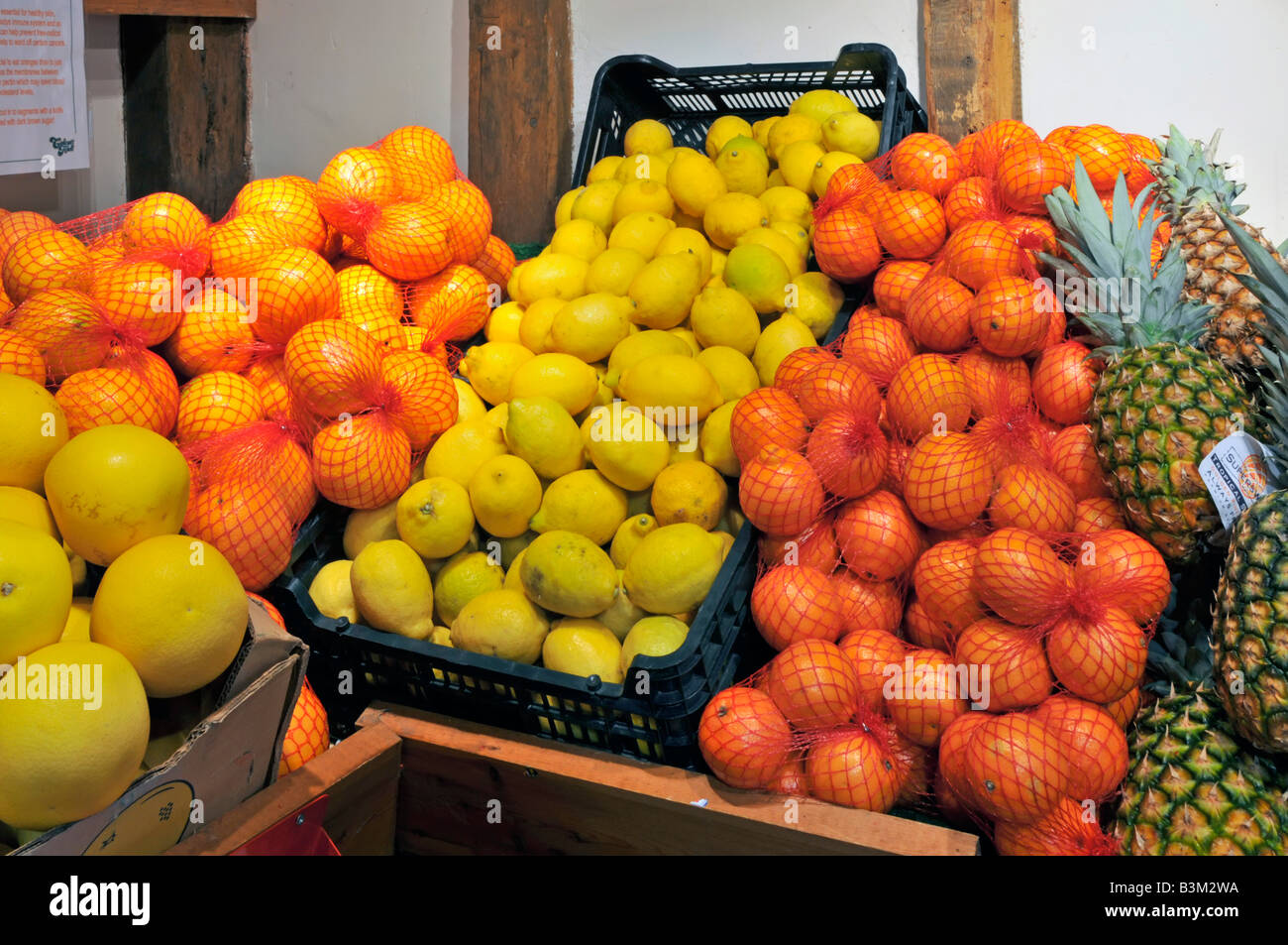 Interior close up of fruit at Calcott Hall Farm Shop business self ...