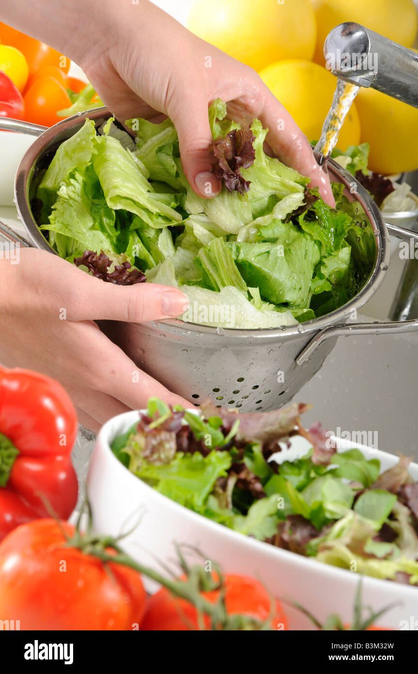 Washing lettuce hi-res stock photography and images - Alamy