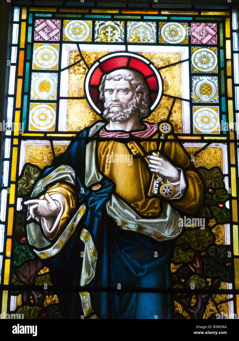 Close up of a William Morris stained glass window in the Meeting House ...