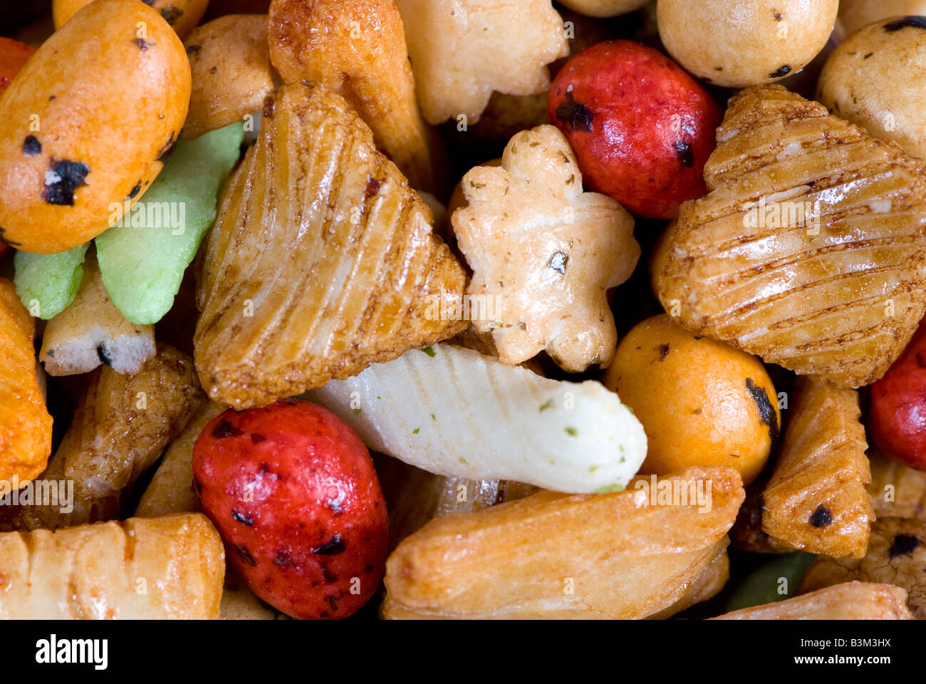 A mixture of different crunchy snacks Macro Stock Photo - Alamy