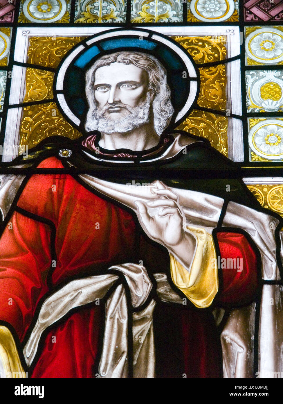 Close up of a William Morris stained glass window in the Meeting House ...