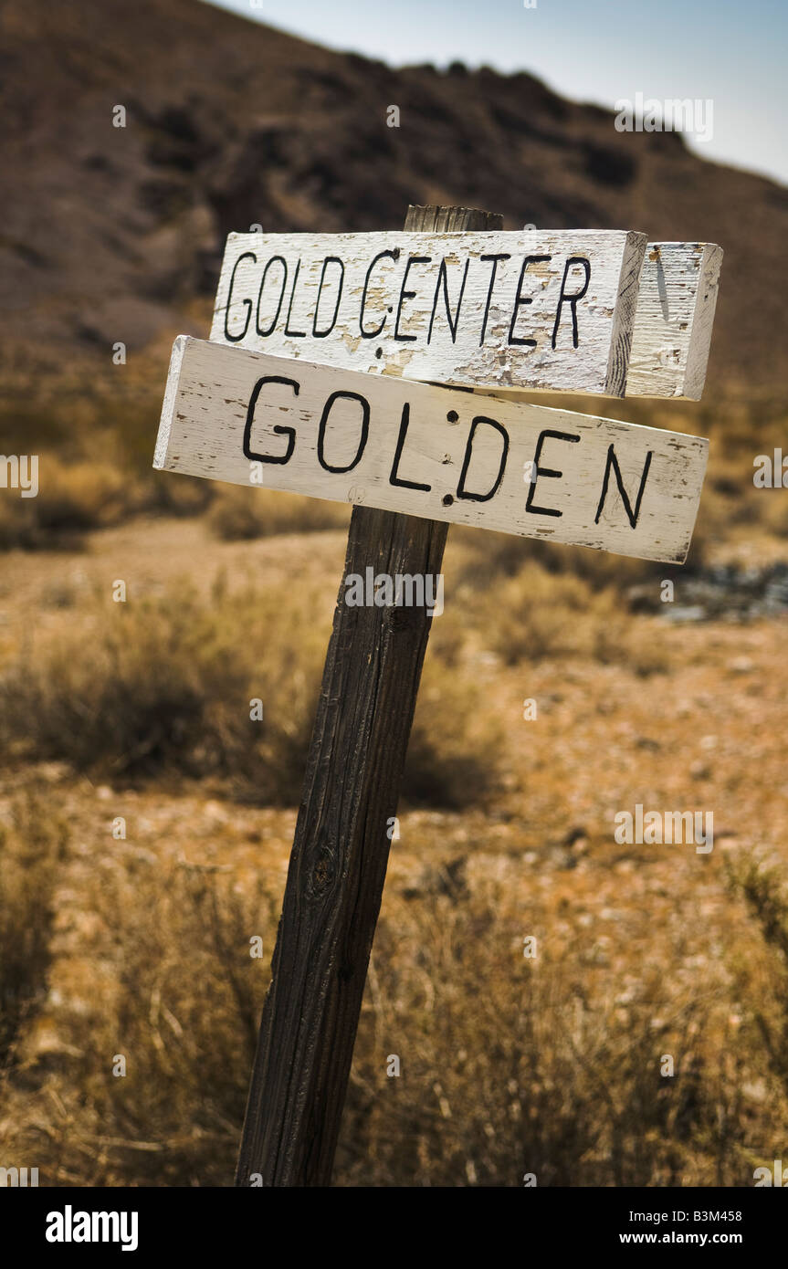 Road signs for Colorado and Golden in Rhyolite, Nevada, USA Stock Photo ...