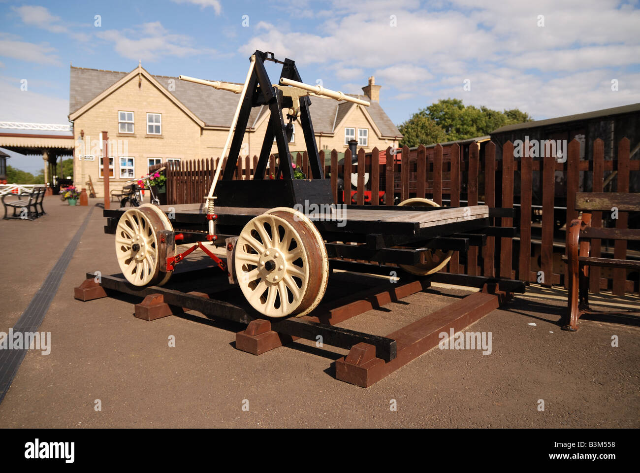 Man powered railway cart Nene valley Stock Photo - Alamy