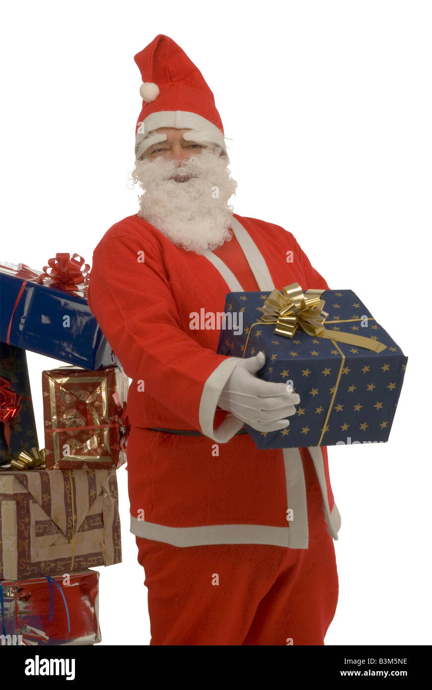 father Christmas Santa Claus and presents Stock Photo - Alamy