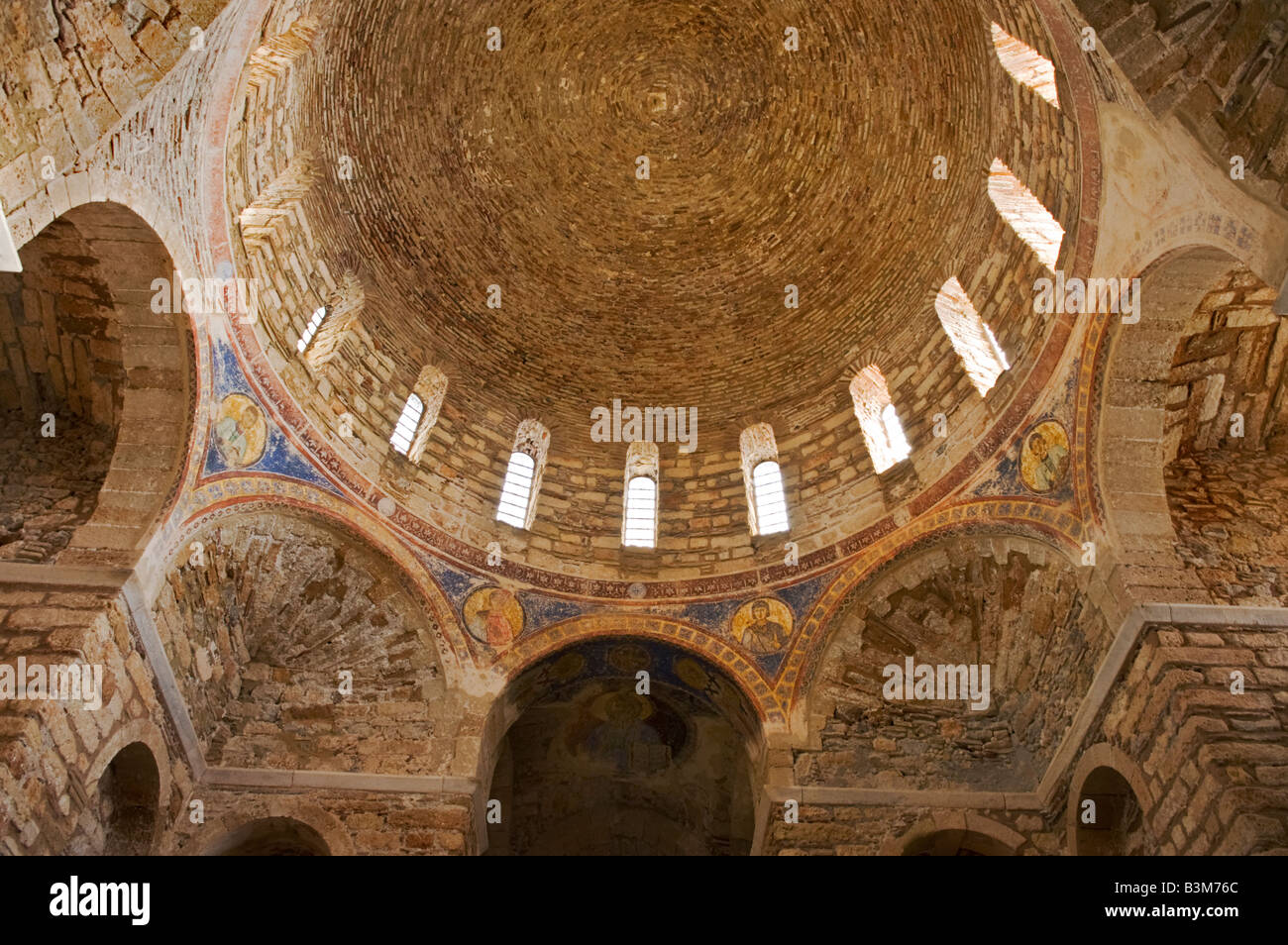 The dome (interior) of Agia Sofia church above the old Byzantine town ...