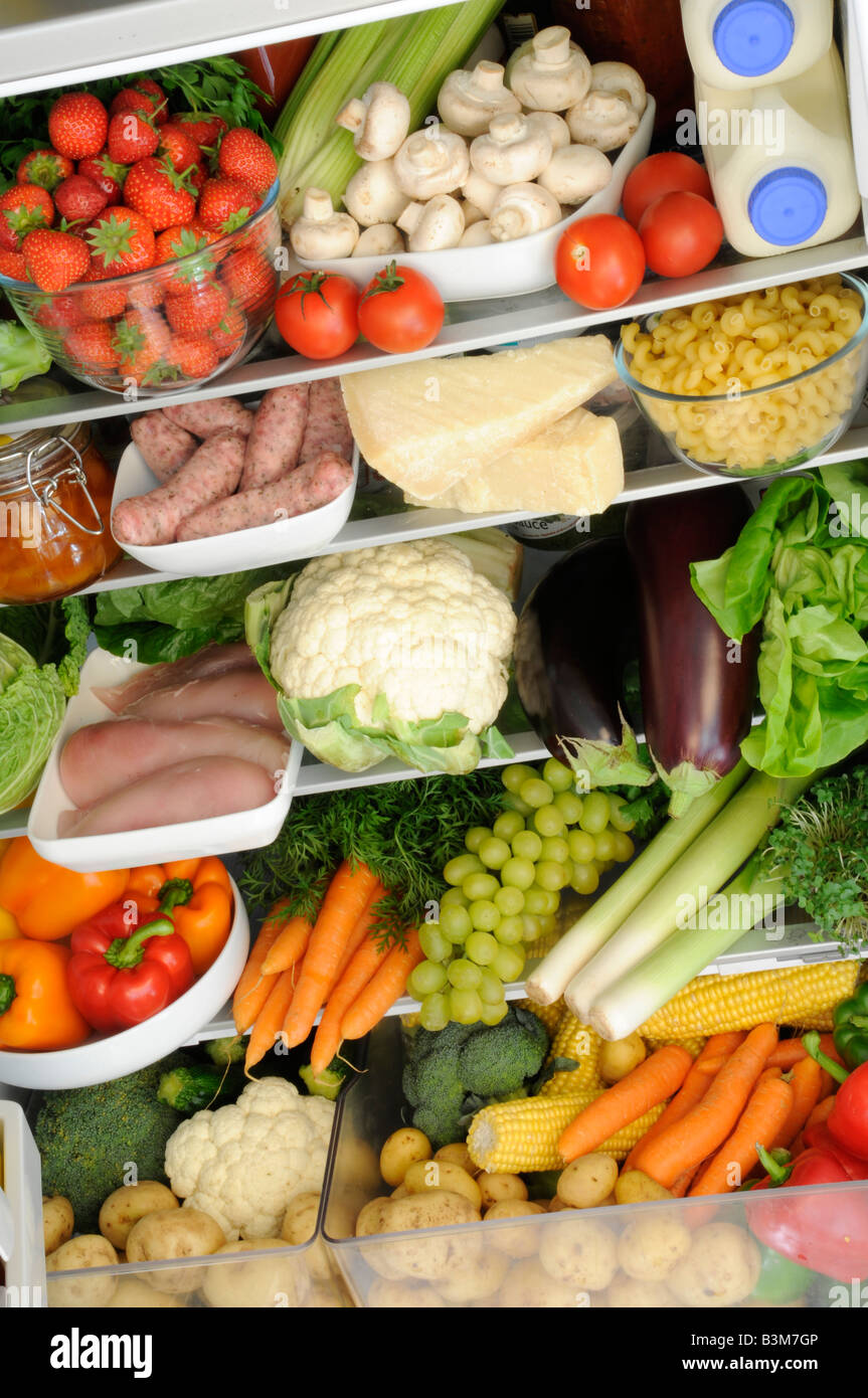 CONTENTS OF REFRIGERATOR Stock Photo - Alamy