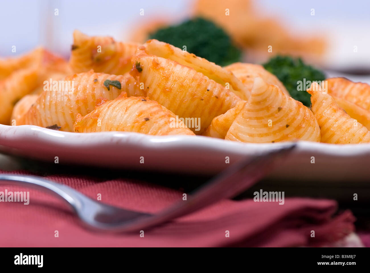 A plate of fresh italian shell pasta Stock Photo - Alamy