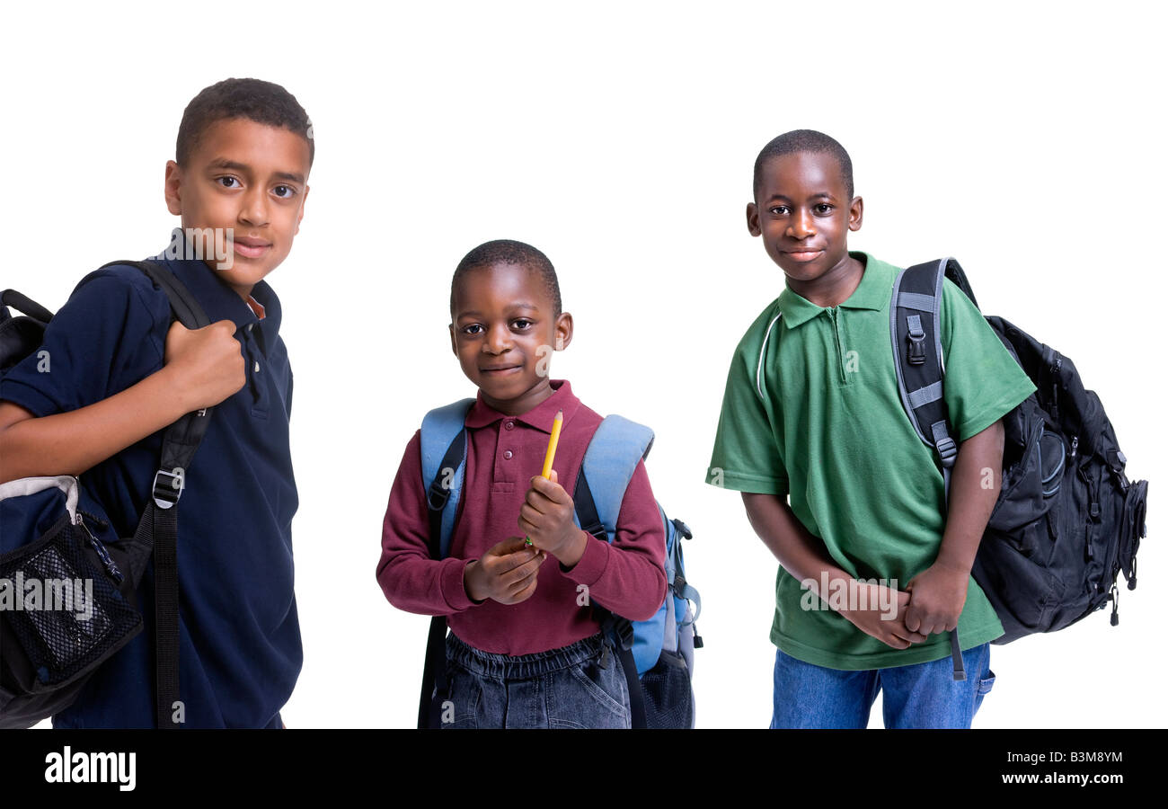 A group of african american students ready for school Education ...