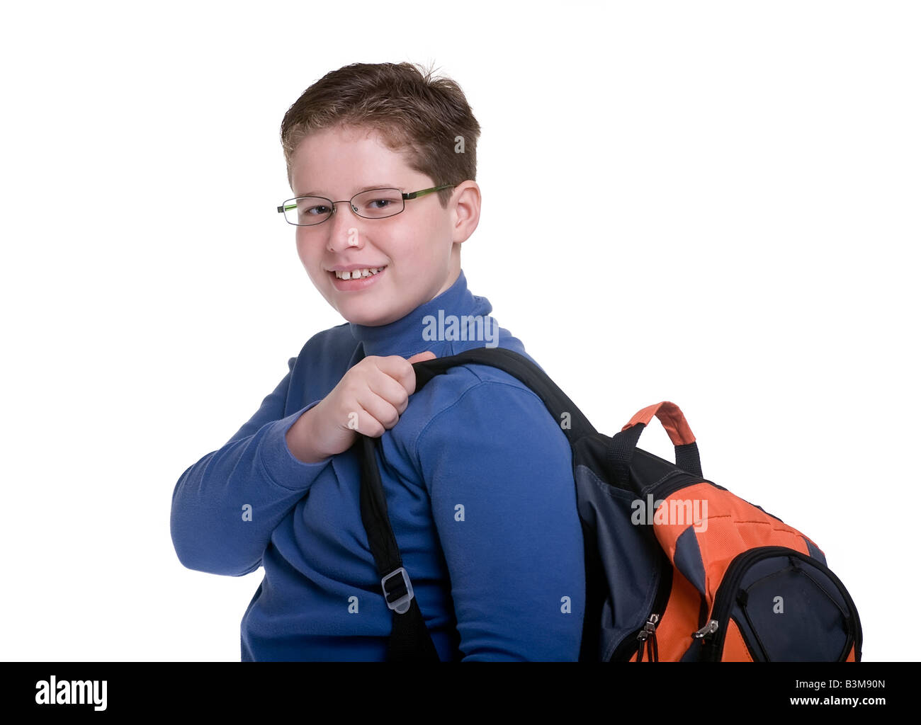 A young boy ready for school Isolated on white Stock Photo - Alamy