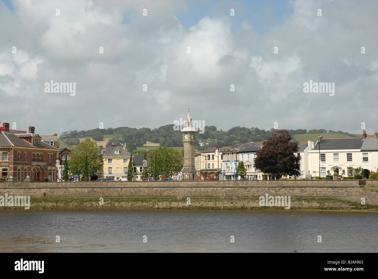 The Victorian clock tower in Barnstaple North Devon viewed across the ...