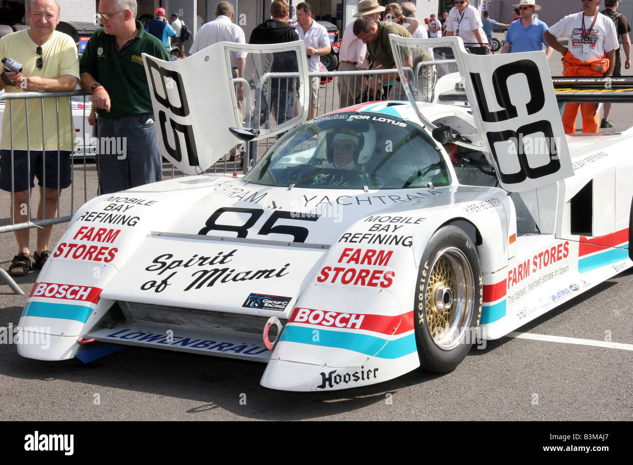 No.85 a 1985 Spirit of miami, March 84G in the paddock with the doors ...