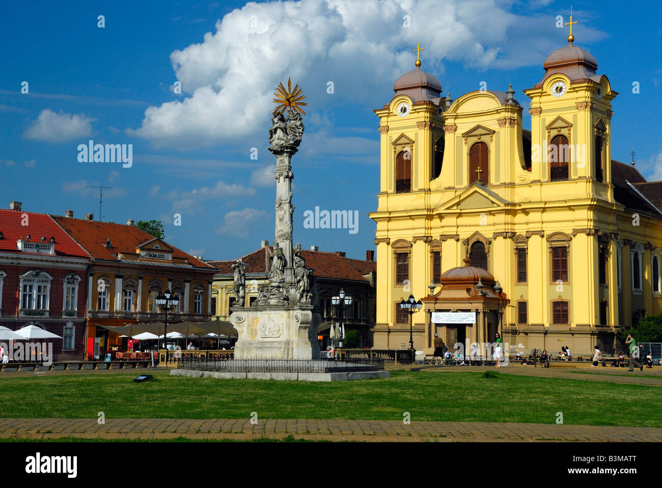 Roman Catholic Cathedral and Plague Column Timisoara Romania Stock ...