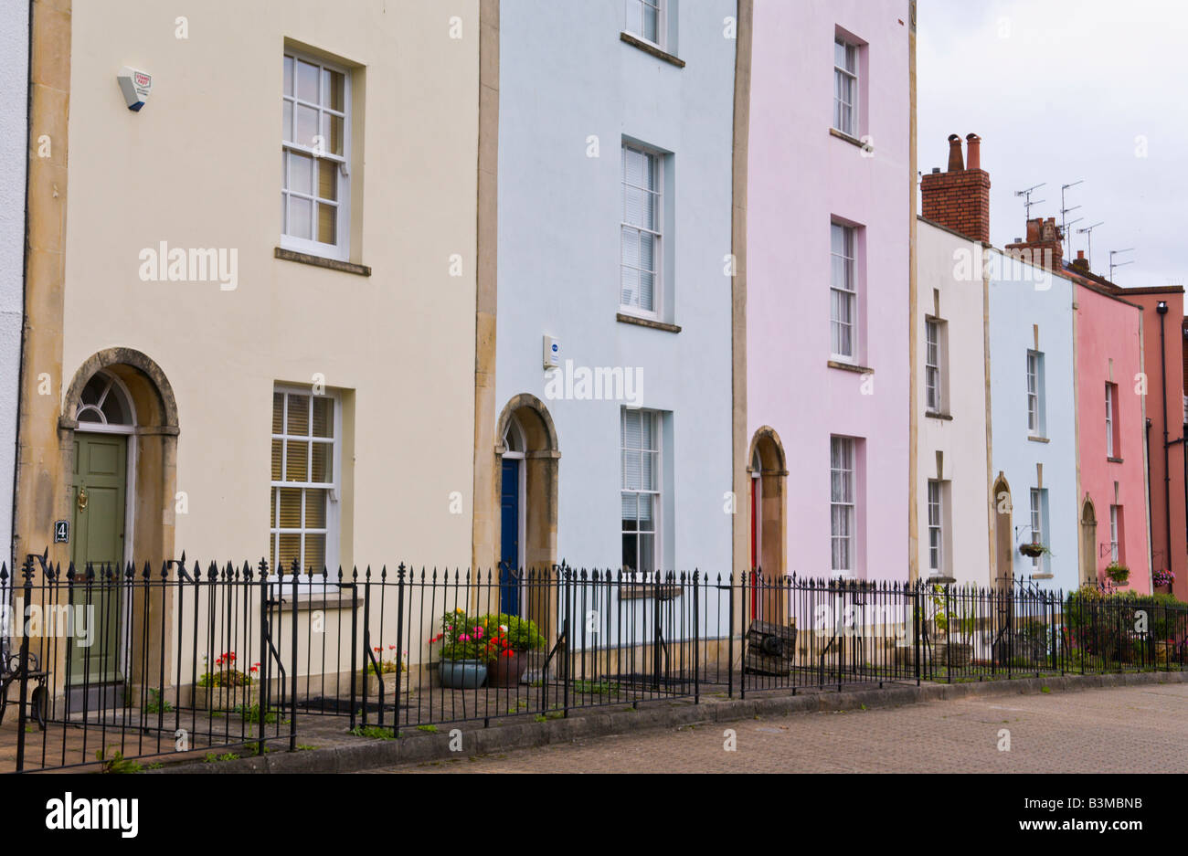 Colourful townhouses on harbourside Bathurst Basin Bristol England UK ...