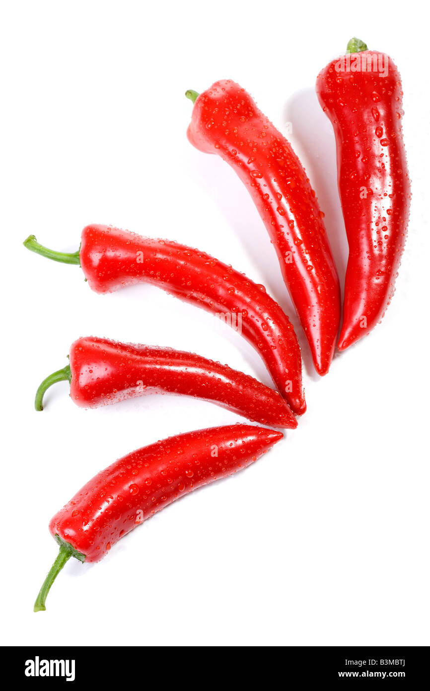 Close up red chili peppers in Cut Out Stock Images & Pictures - Alamy