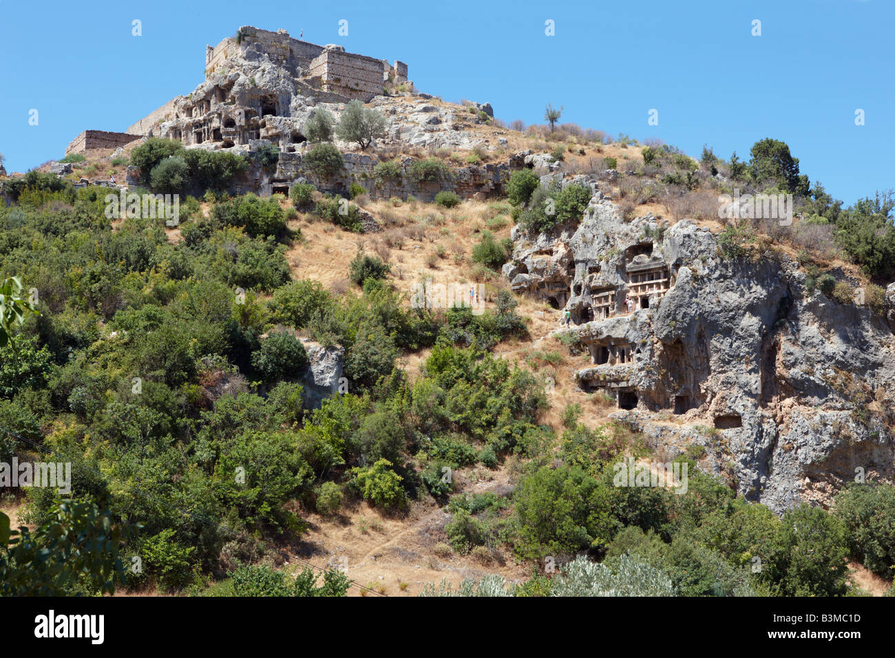 Acropolis Hill and rock cut tombs in Tlos, an ancient Lycian city in ...