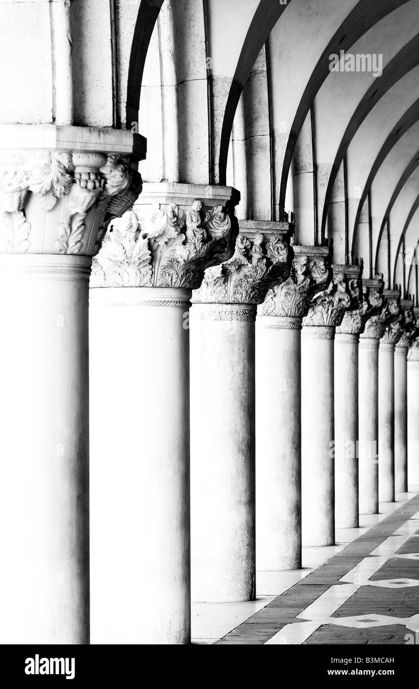 Ancient columns led down a hall to Saint Marco Square in Venice Italy ...