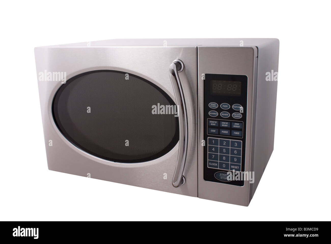 metallic microwave oven isolated on white Stock Photo - Alamy