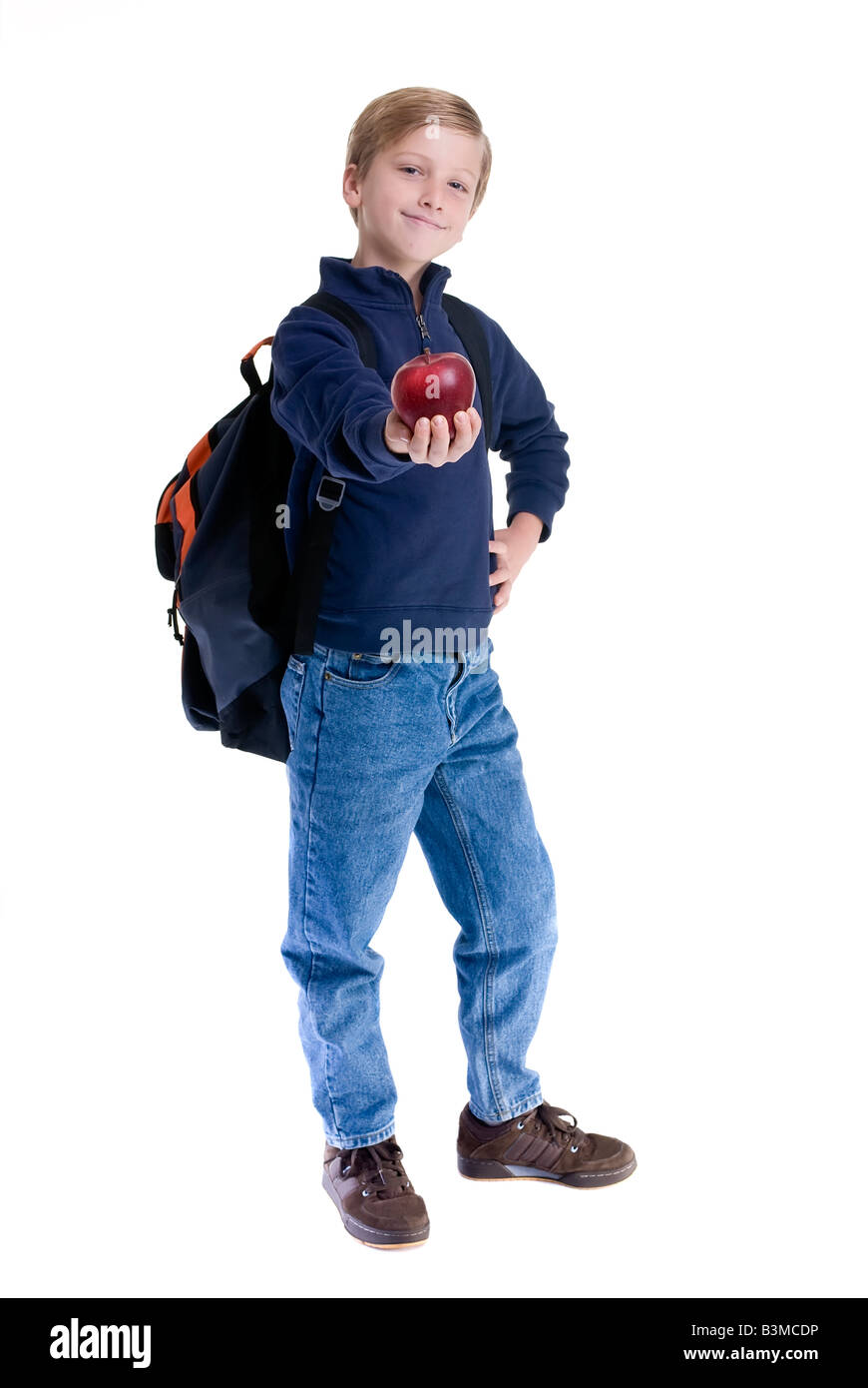 A young boy ready for school Isolated on white Stock Photo - Alamy