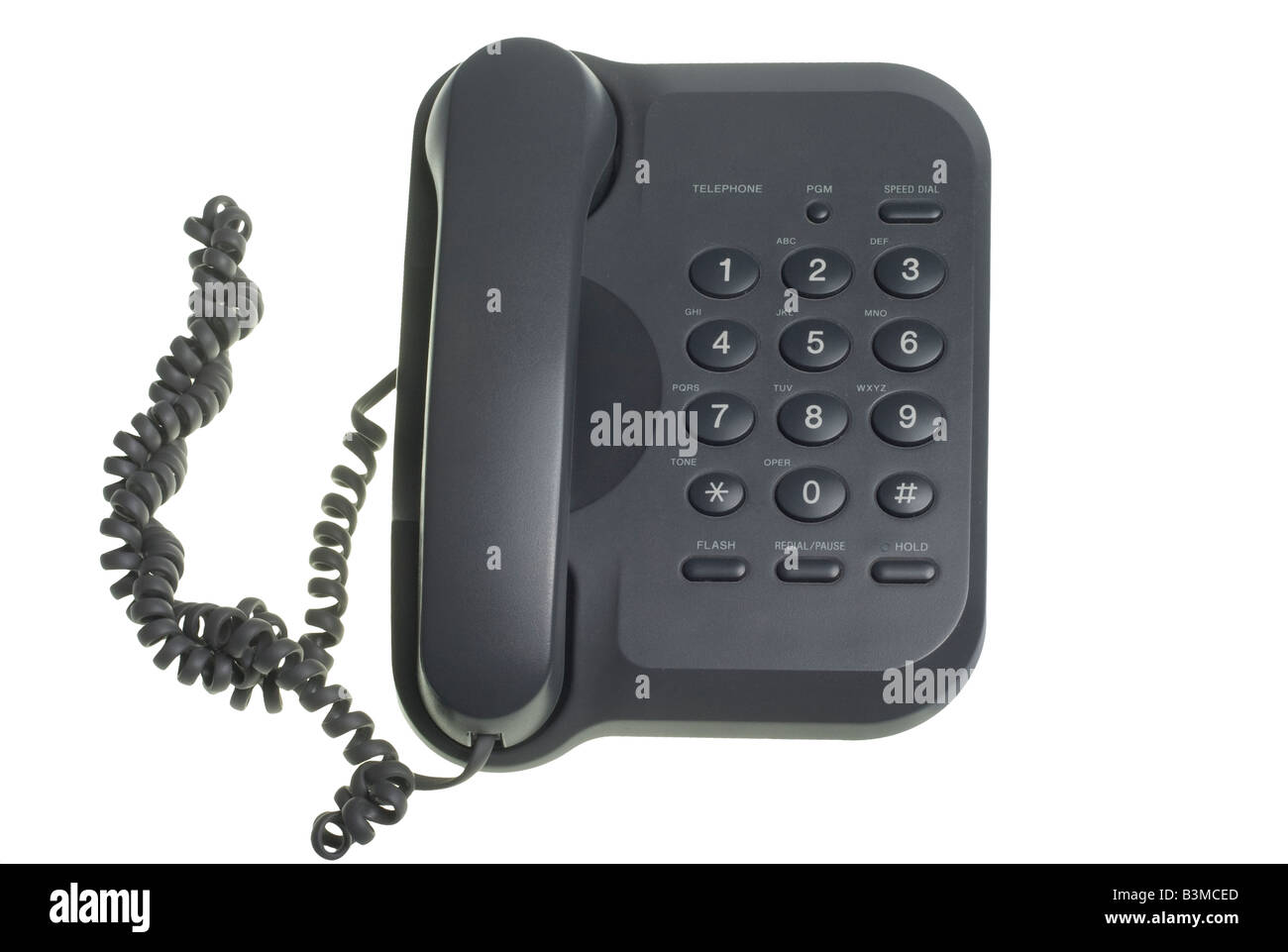 black phone isolated on white background including phone cord Stock ...