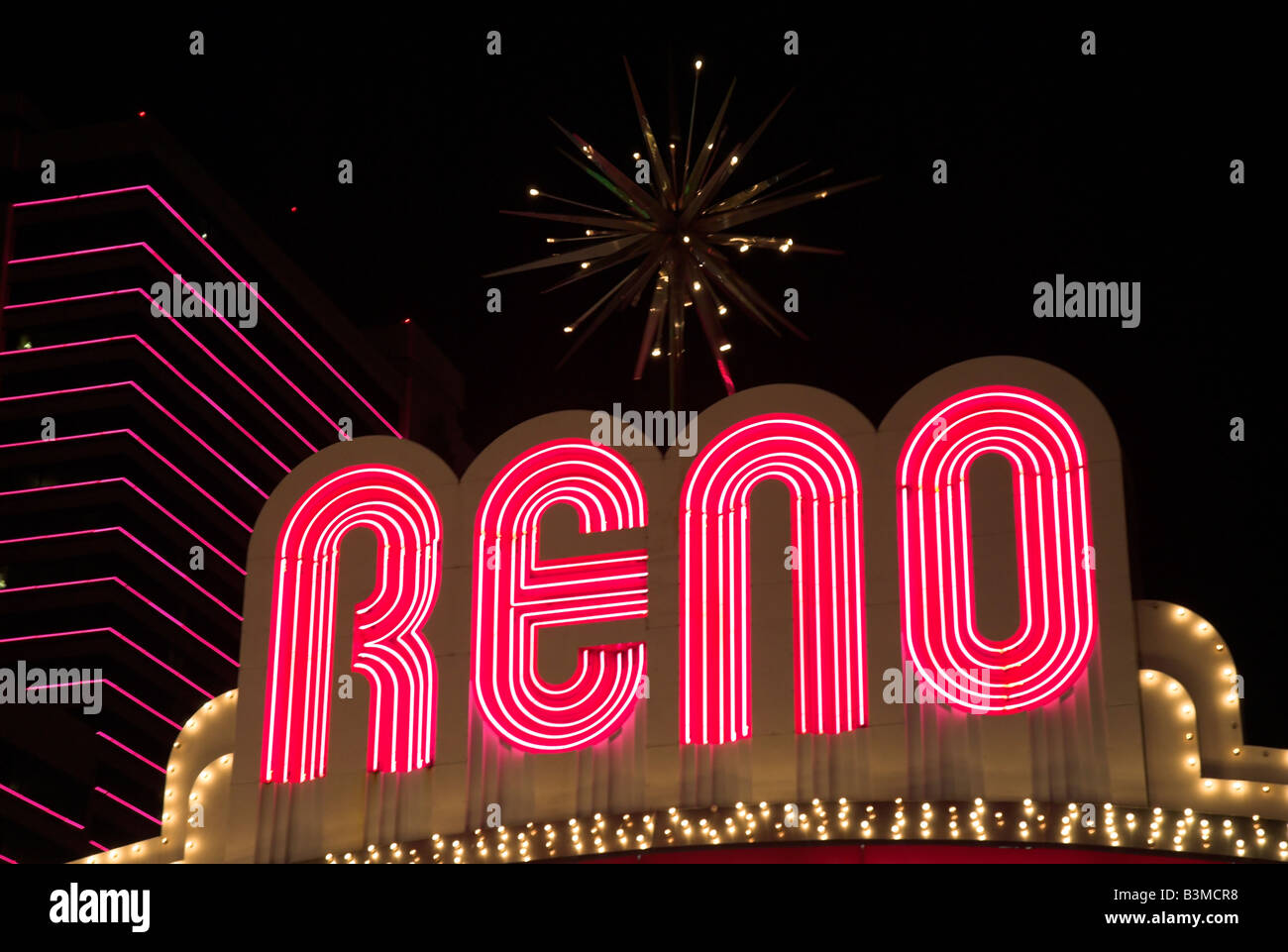 The brightly lit sign that arches over Virginia Avenue in downtown Reno ...