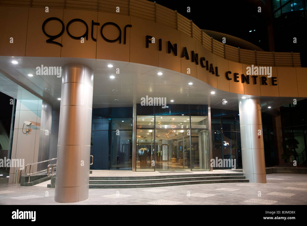 Qatar Financial Center Building Doha Middle East Exterior at night ...