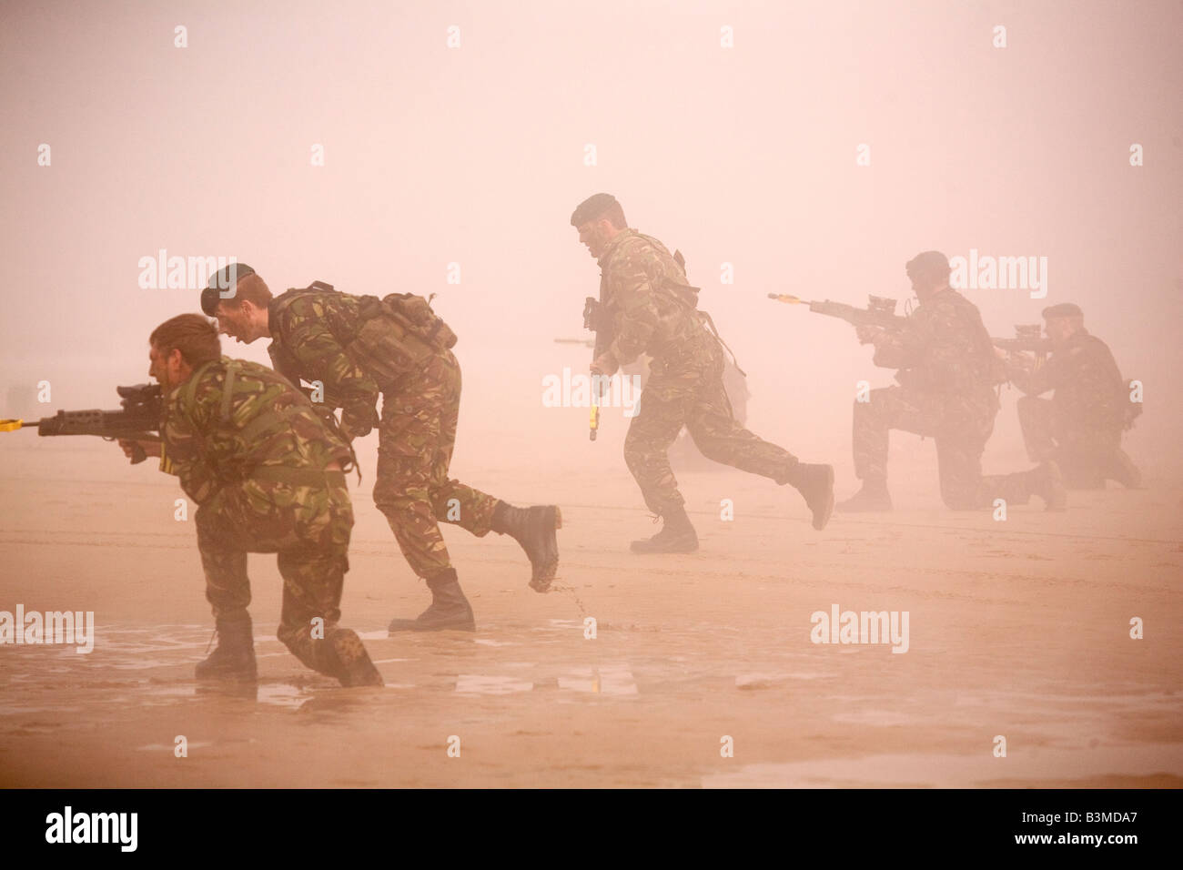 The Royal Marines Commando regiment exercises on Seaburn Beach part of ...