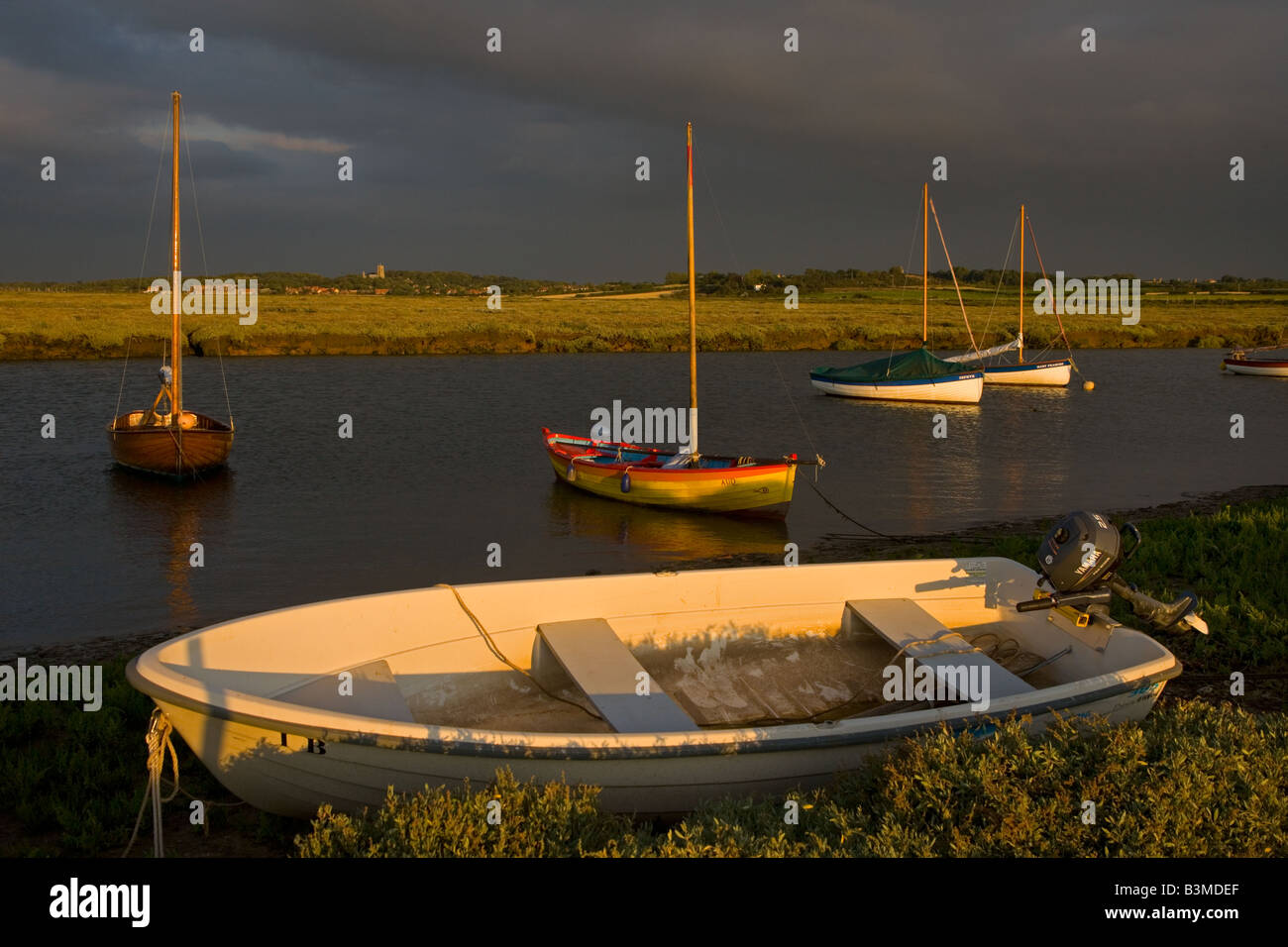 Morston with Blakeney church in the distance Norfolk UK Stock Photo - Alamy