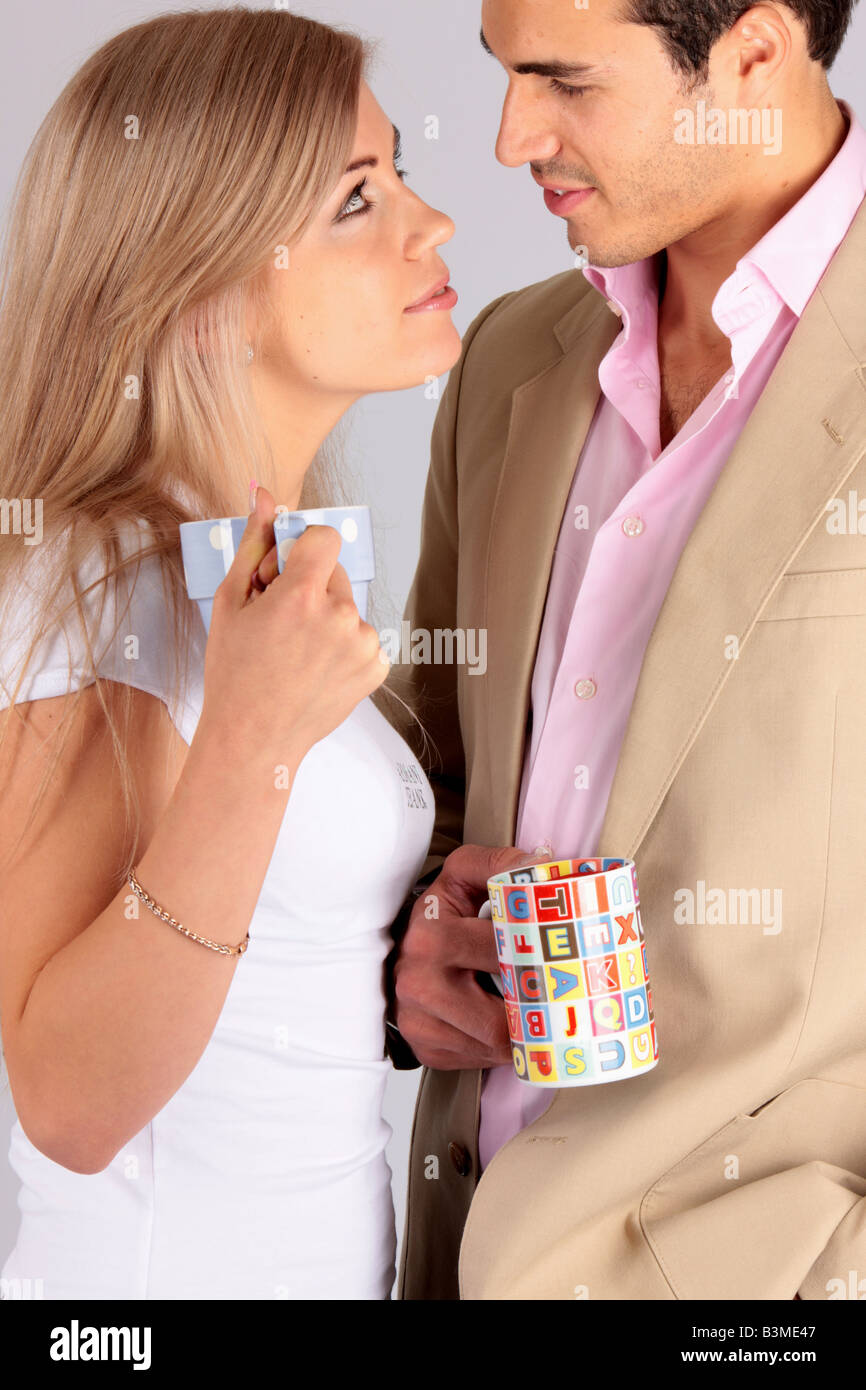 Couple Drinking Tea Models Released Stock Photo - Alamy
