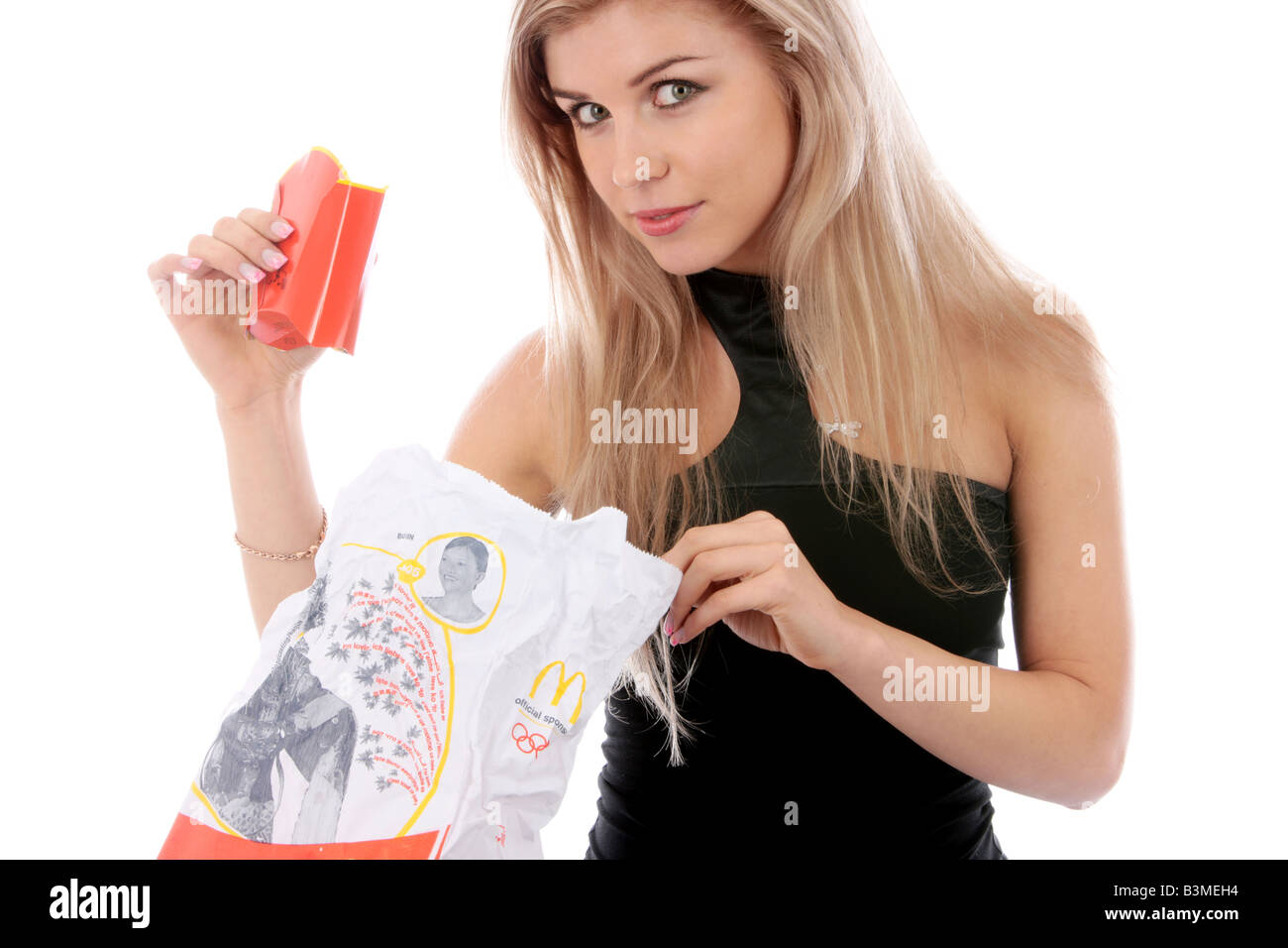 Young Woman With McDonalds Food Model Released Stock Photo - Alamy