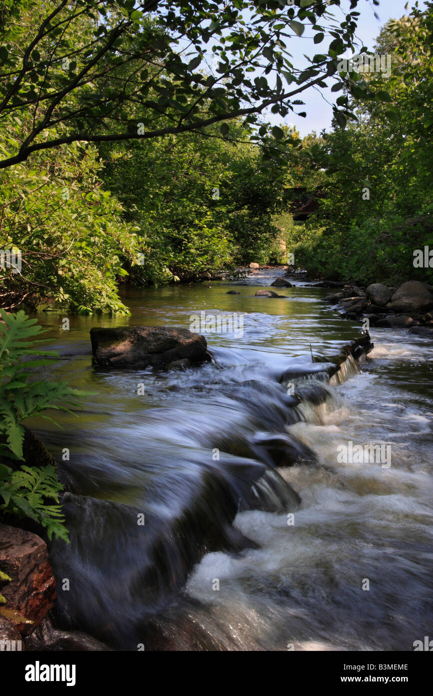 American river in Upper Peninsula Michigan USA rustic wild stream creek ...