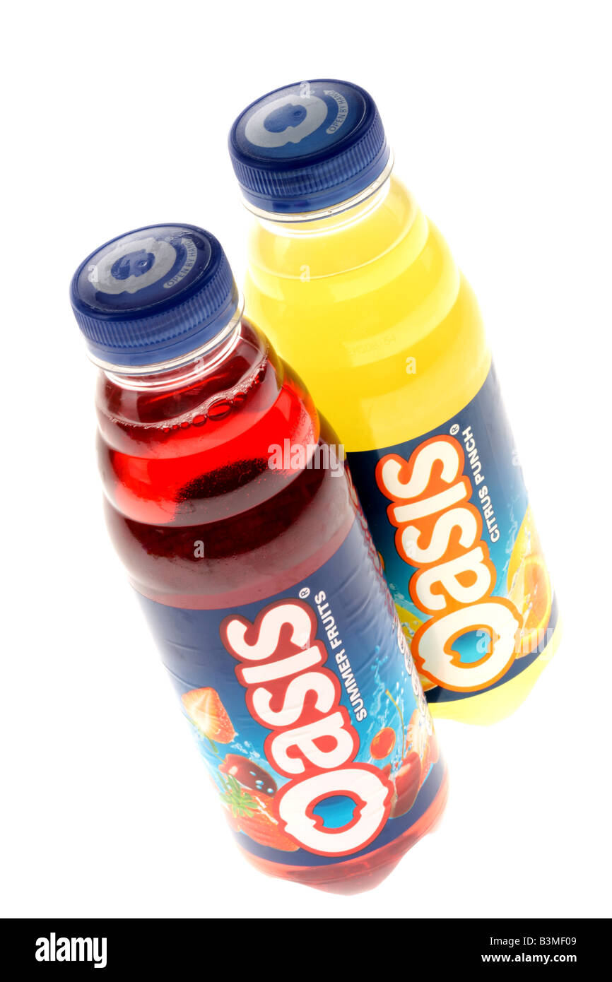 Bottles of Fruit Drinks Stock Photo - Alamy